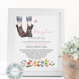 Kayla Name Meaning Printable Wall Art,custom Name Meaning,gift for a ...