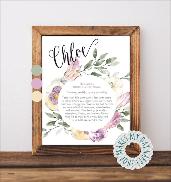 Chloe Name Meaningcustom Name Wall Artprintable Meaning of - Etsy