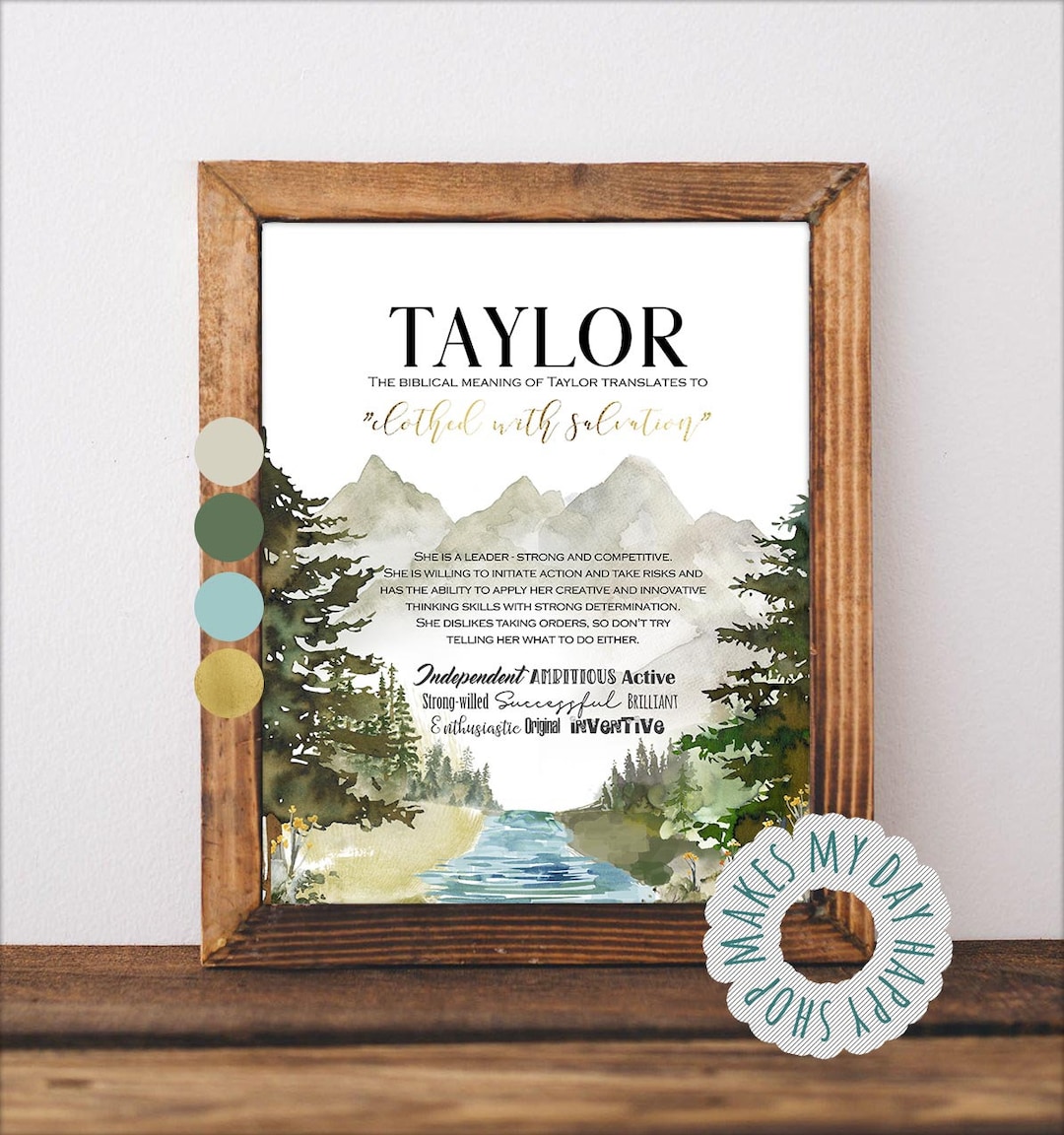 Custom First Name Meaning,taylor Name Personalized Print,printable ...