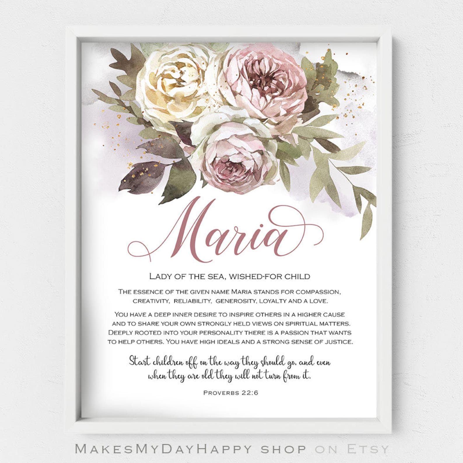 Wendy Name Meaningproverbs 22:6custom Floral Given - Etsy
