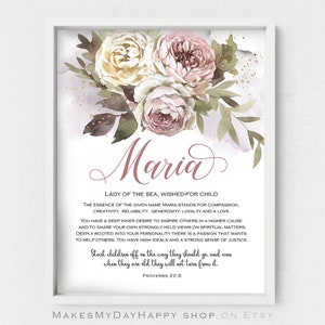 Maria Name Meaning,sign Name Home Decor,custom Name Meaning,watercolor ...