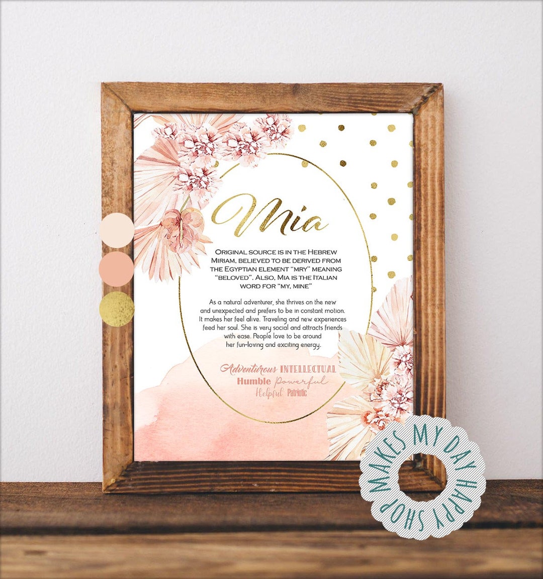 Mia Name Meaning,first Name Sign Wall Decor,coral Color Custom Name Art ...
