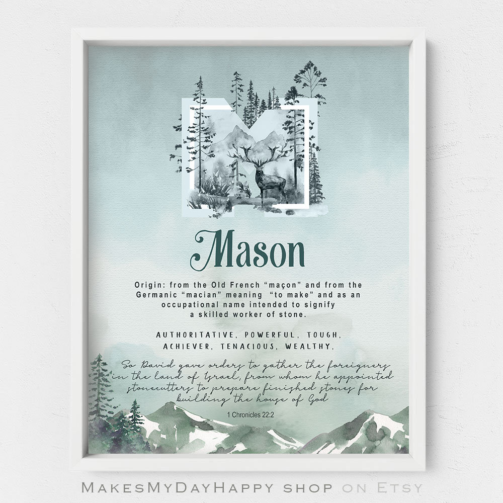 Mason Personalized Name Meaningbiblical Meaning1 Chronicles | Etsy