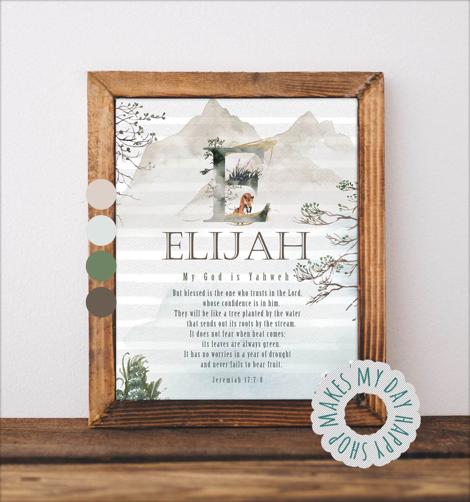 Elijah Name Meaning Wall Artjeremiah 17:7-8 Custom Biblical | Etsy