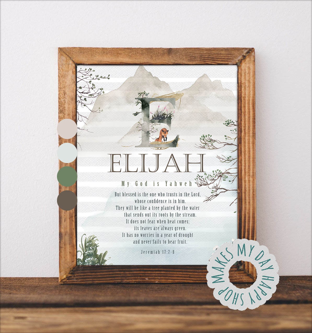 Elijah Name Meaning Wall Artjeremiah 17:7-8 Custom Biblical | Etsy