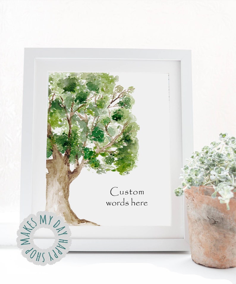 Watercolor Green Treecustom Quote Wall Art Printpersonalized - Etsy
