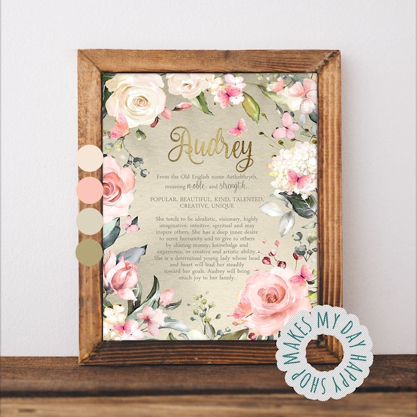 Audrey Name Meaning Print - Etsy