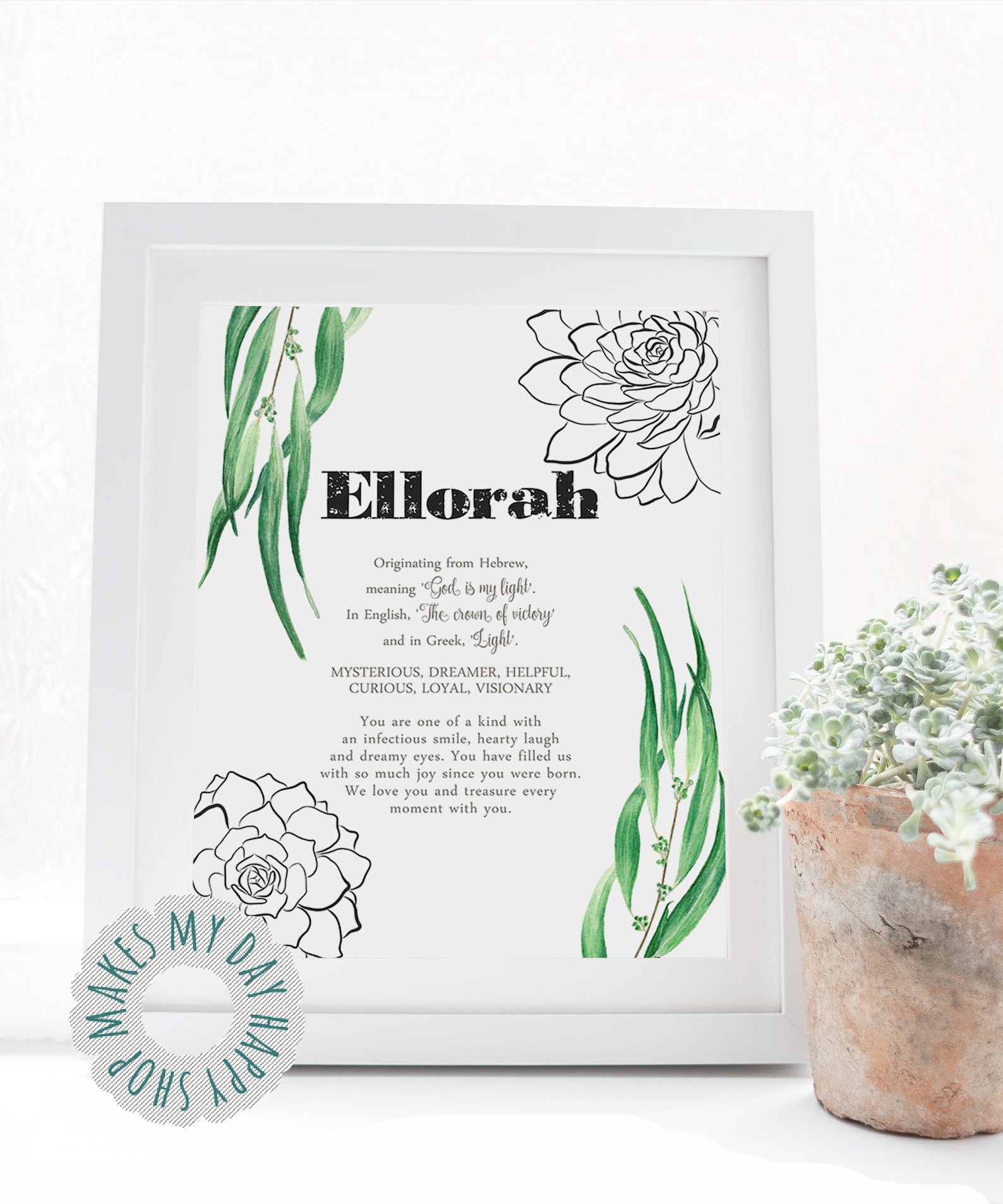 Lena Name Meaning Printable Wall Artgreen Leaf Personalized | Etsy
