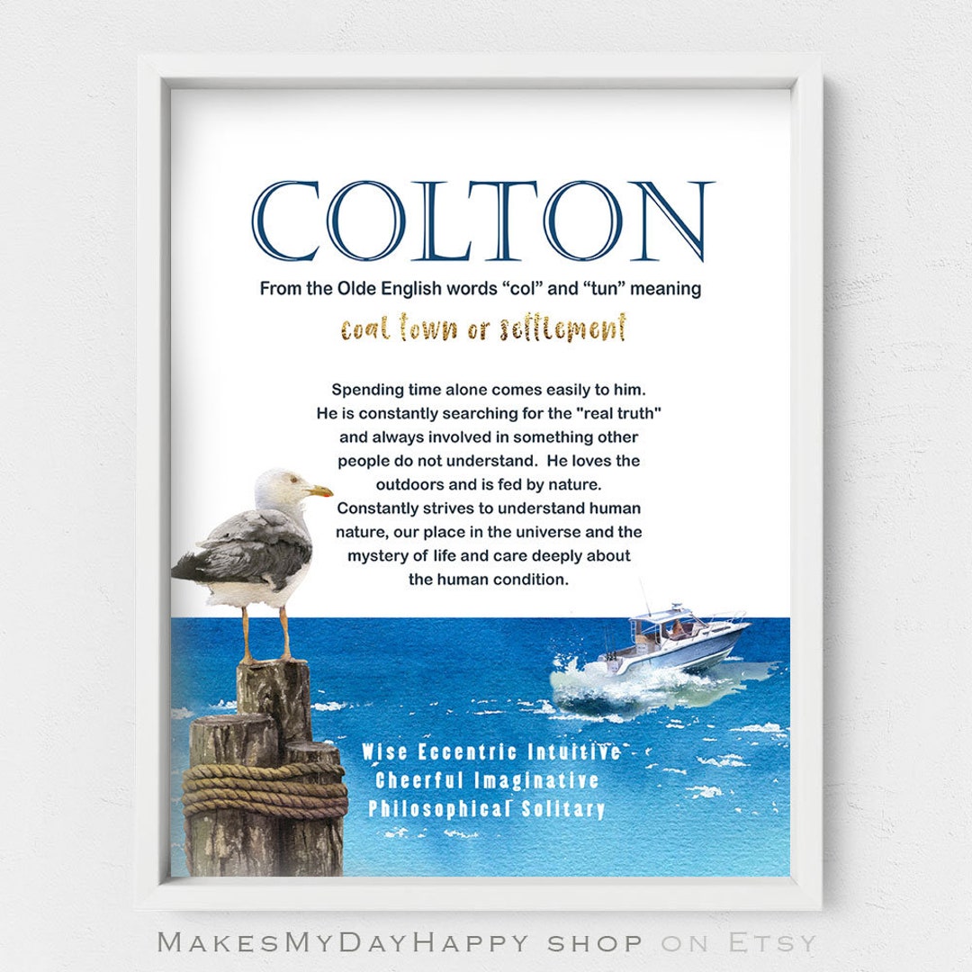 Origin of Names,colton First Name Wall Art,personalized Gift,nautical ...