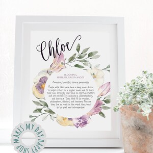 Josephine Name Meaning,custom Name Wall Art,purple Nursery,floral Name ...
