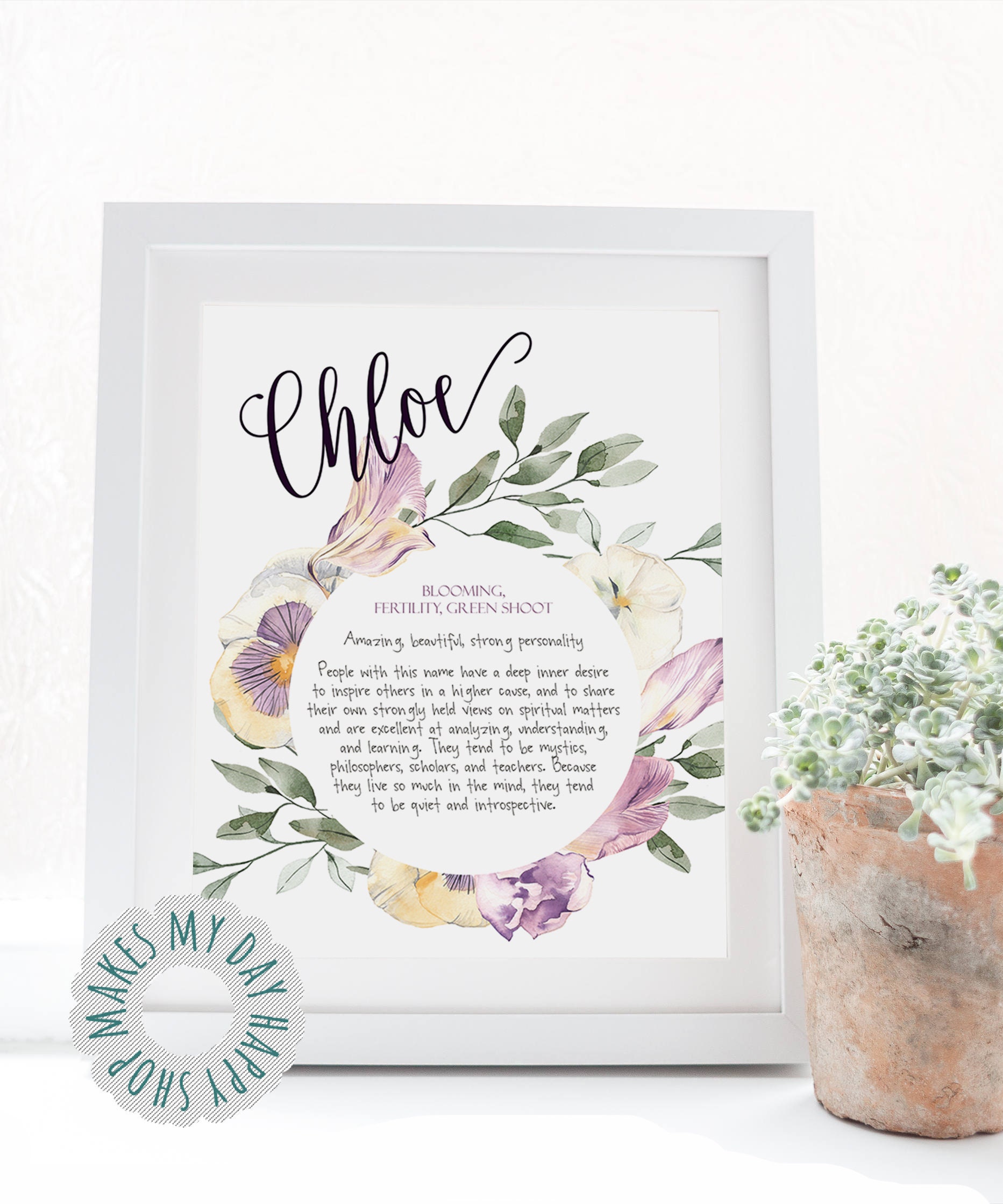 Chloe Name Meaning,custom Name Wall Art,printable Meaning of Name ...