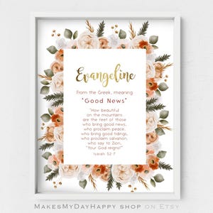 Evangeline name art,Isaiah 52,Personalized Name meaning,Custom gift ...