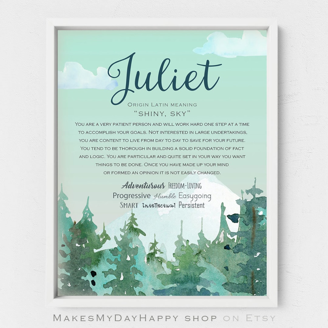 Juliet Name Meaning,forest Wall Art,custom First Name Origin ...