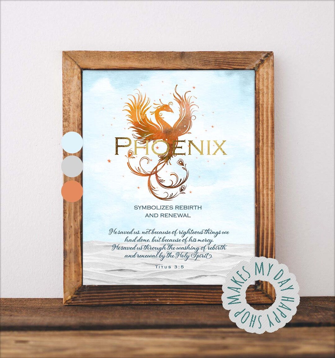 Phoenix Custom First Name Meaning Printable,titus 3:5 Bible Quote ...