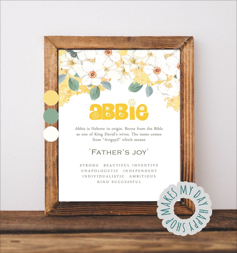 Abbie Name Meaningcustom Name Wall Artpersonalized Meaning - Etsy