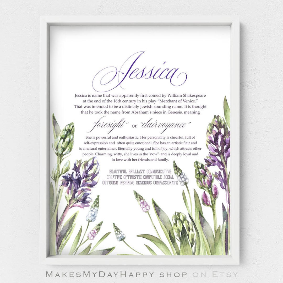 Jessica Name Meaning,lavender,watercolor Heather Field,name Sign Wall ...