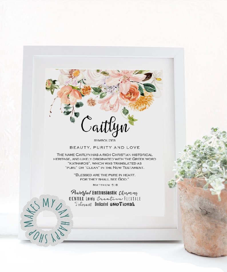 Custom Name Personalized Art Print With Meaning of Name,baby Shower ...