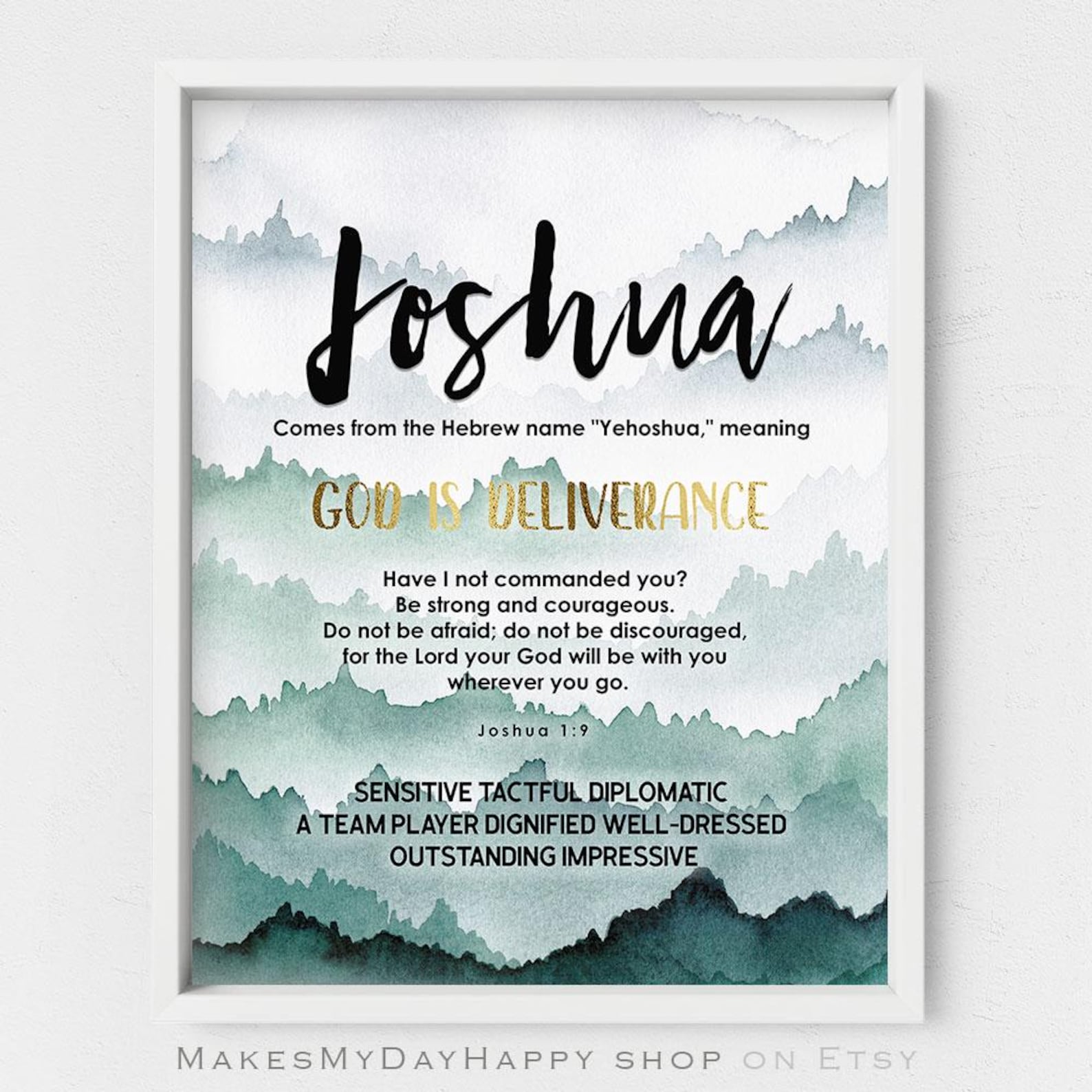 Joshua Personalized Name Meaning,given Name,custom First Name Wall Art ...