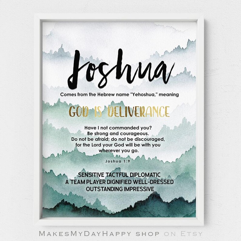 Joshua Personalized Name Meaning,given Name,custom First Name Wall Art ...