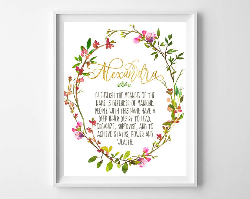 Custom Name Personalized Art Print With Meaning of Name,baby Shower ...