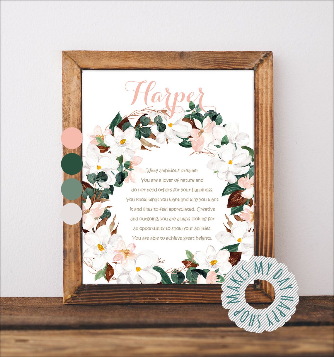 Harper Name Meaningcustom Name Wall Artpersonalized Meaning - Etsy