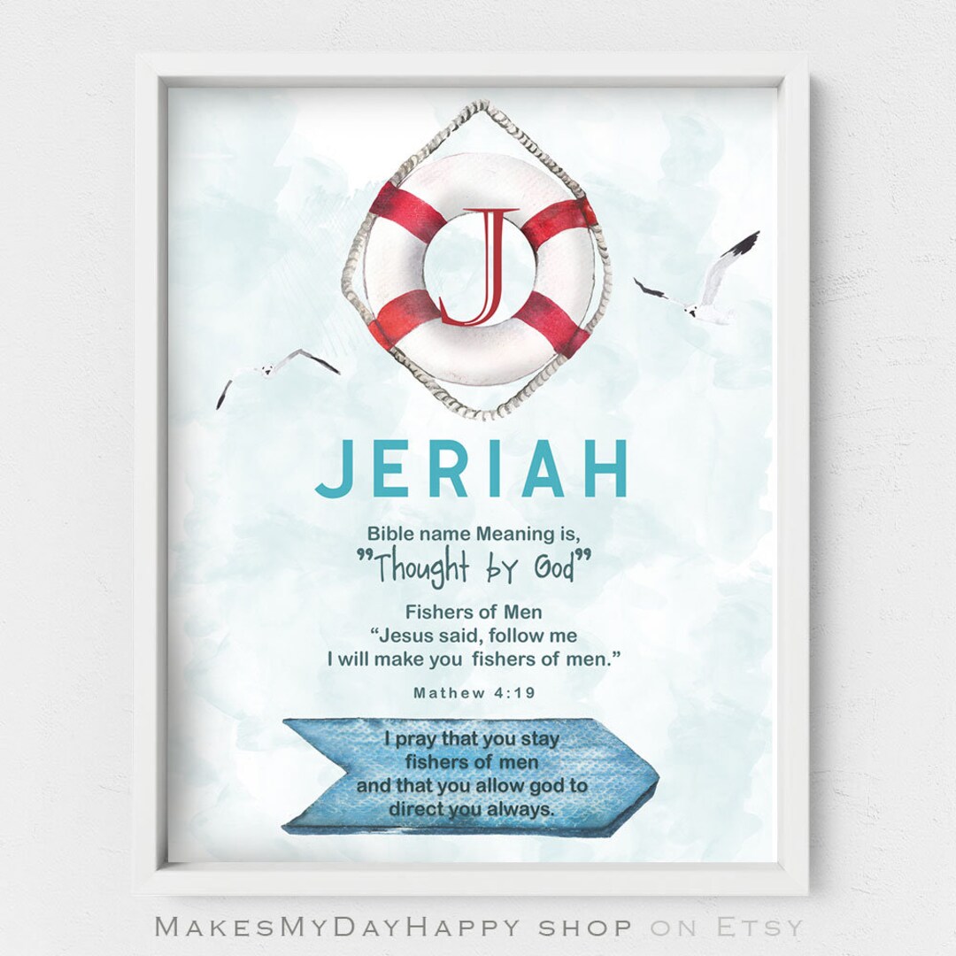 Jeriah Name Wall Art,matthew 4:19,fishers of Men,nautical Room Decor ...