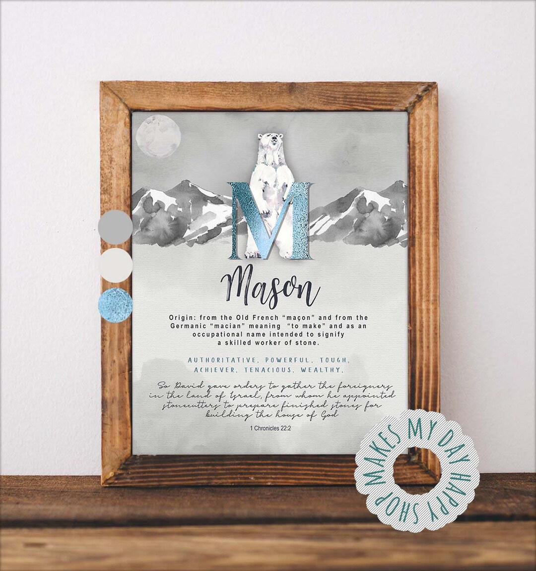 Custom First Name Meaning,mason Name Wall Art,personalized Printable ...