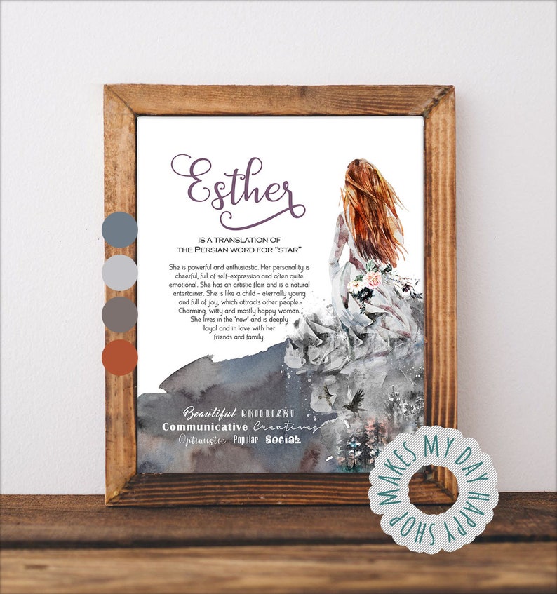 Esther Name Wall Artpersonalized Name Meaningcustom Name | Etsy