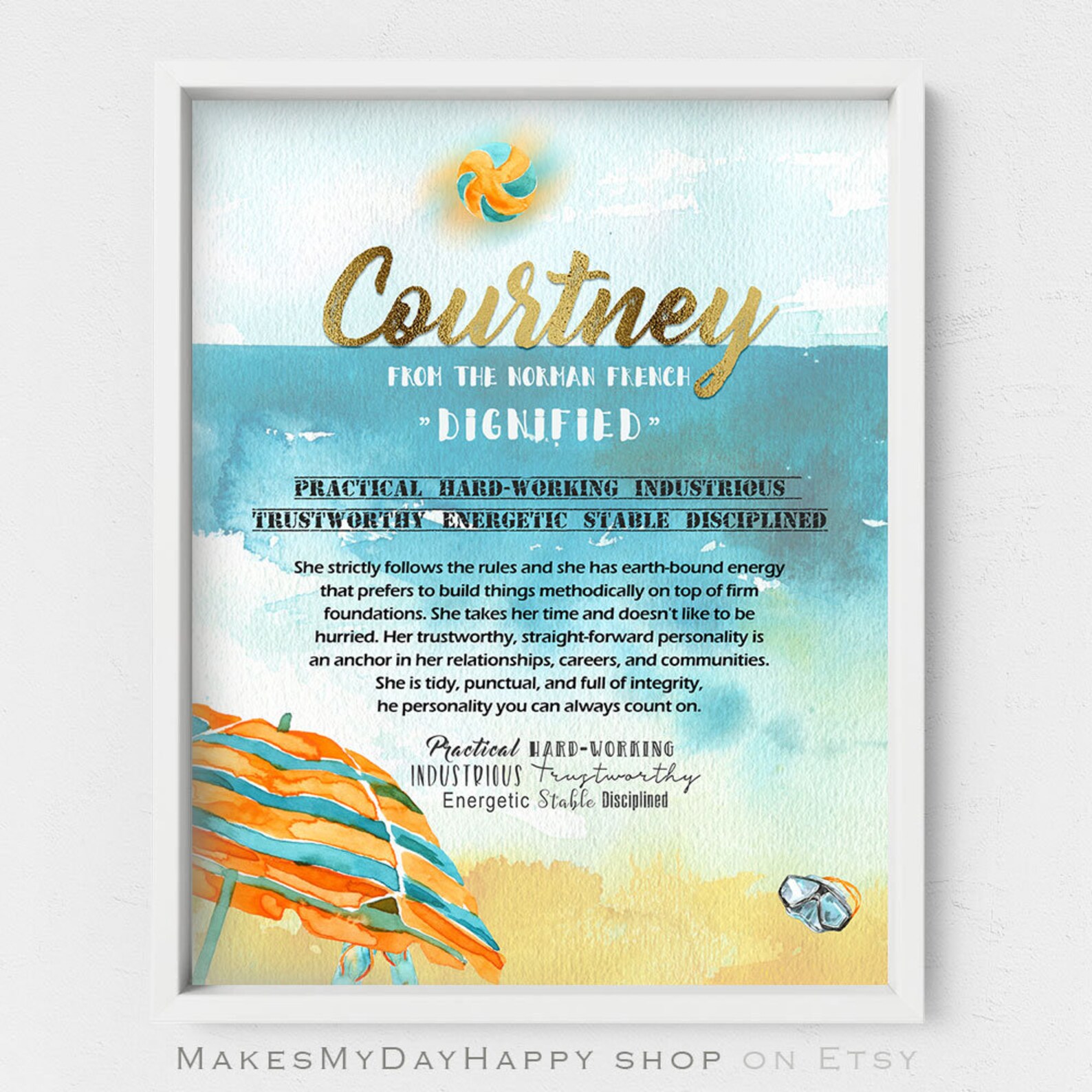 Courtney Name Meaningfirst Name Wall Artcustom First | Etsy