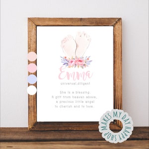 Emma Baby Name Meaning,custom New Baby Personalized Art Print With ...