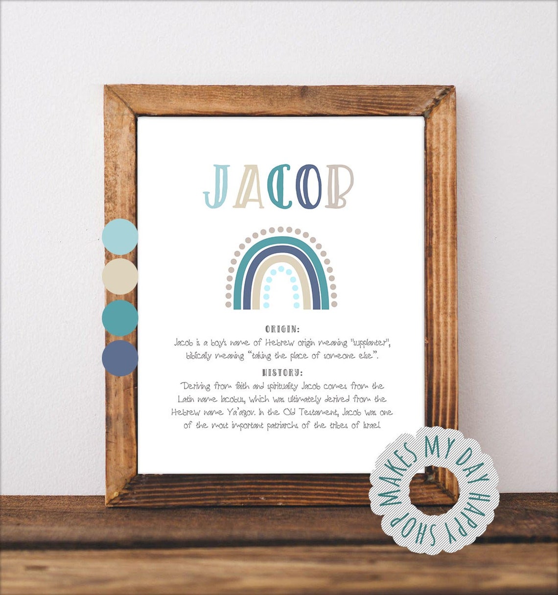 Custom Hebrew Name Wall Artjacob Personalized Name | Etsy