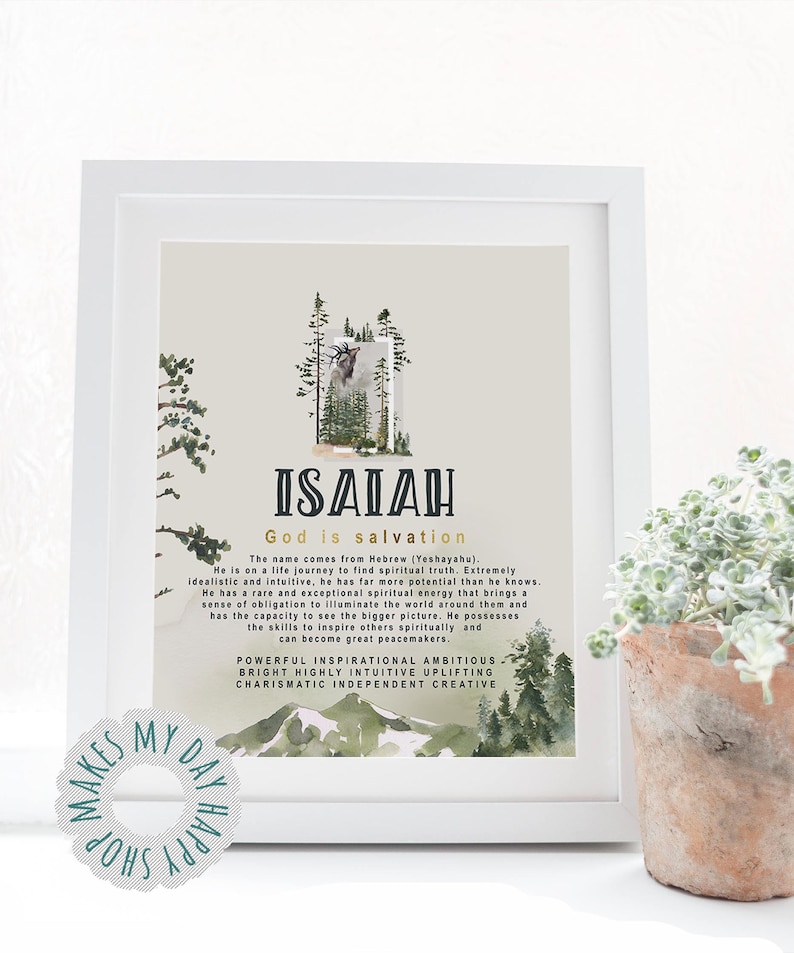 Isaiah Personalized Name meaningCustom First Name Printable | Etsy