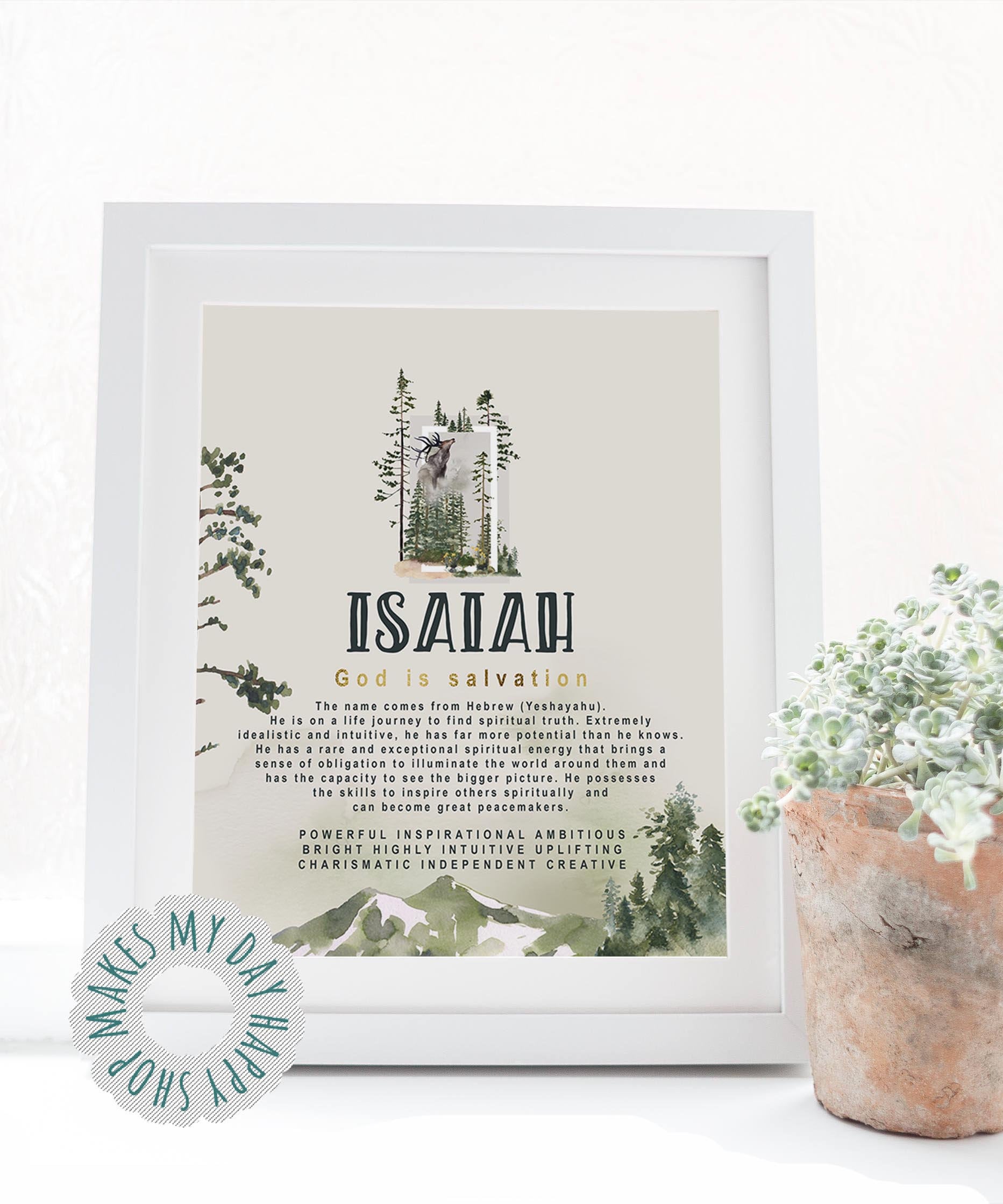 Isaiah Personalized Name Meaning,custom First Name Printable Wall Art ...
