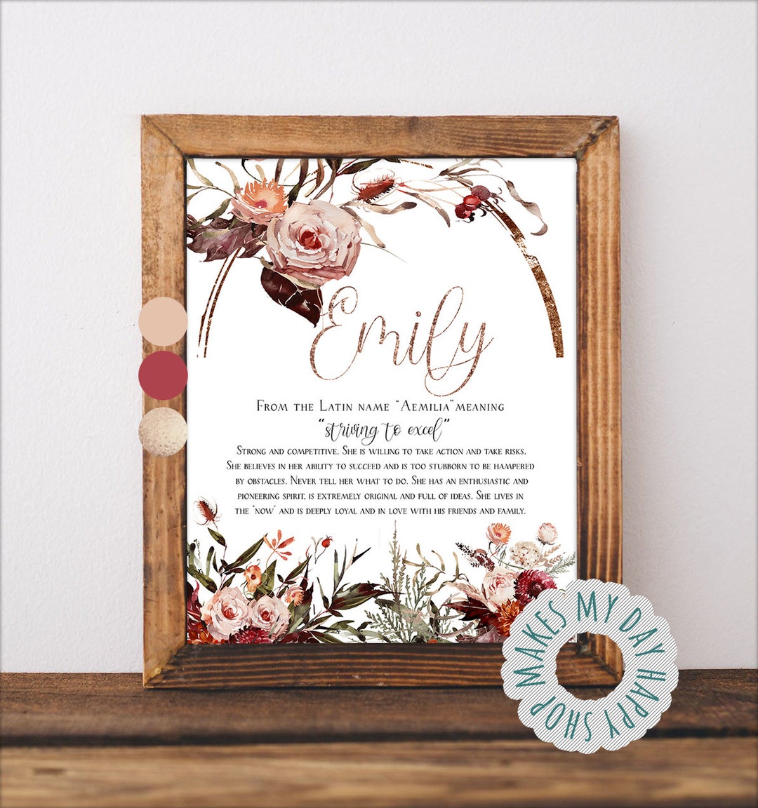 Emily Name Meaning,first Name Sign Wall Decor,bohemian Custom Name Art ...