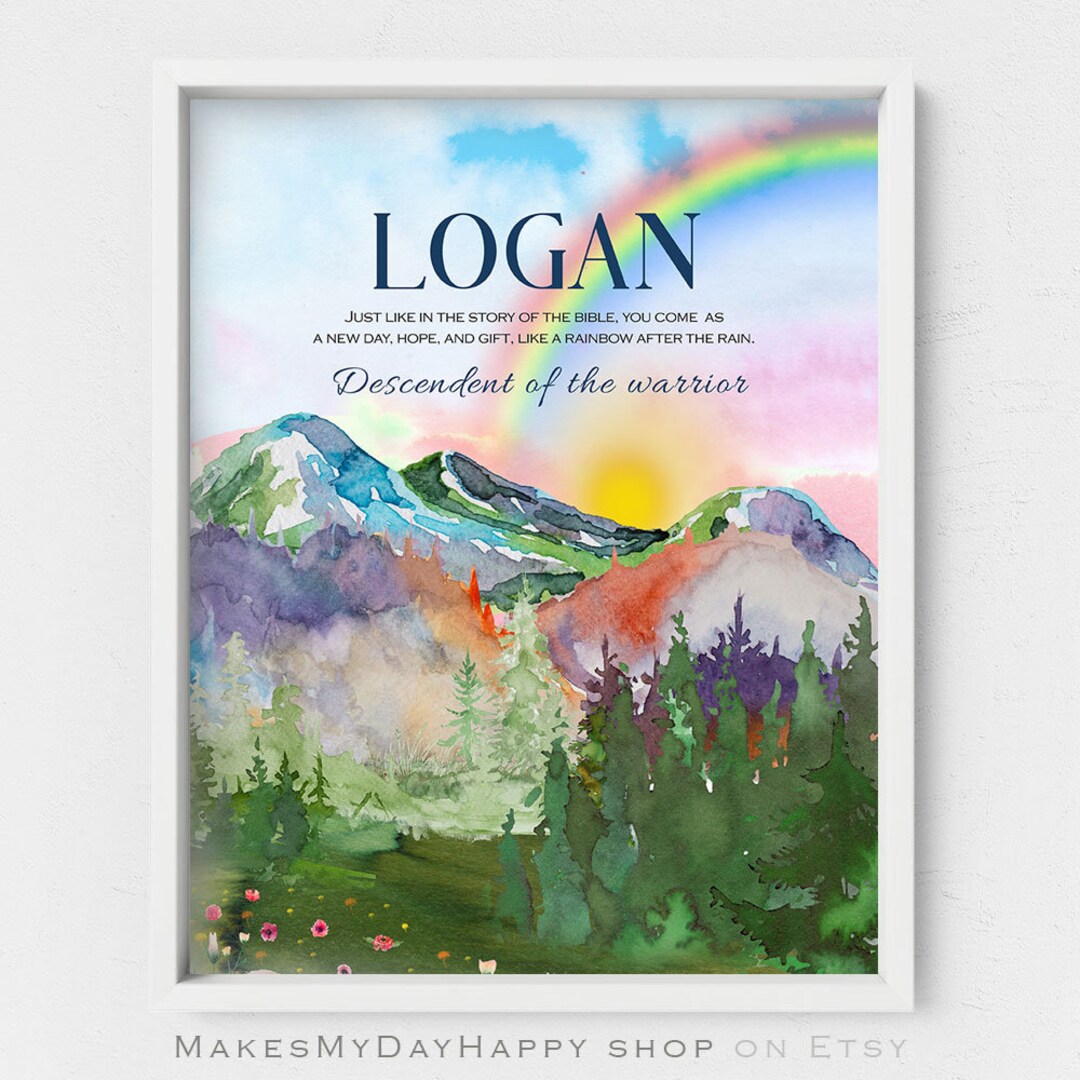 Logan Custom Name meaning printable Art,Rainbow baby poster,colorful ...