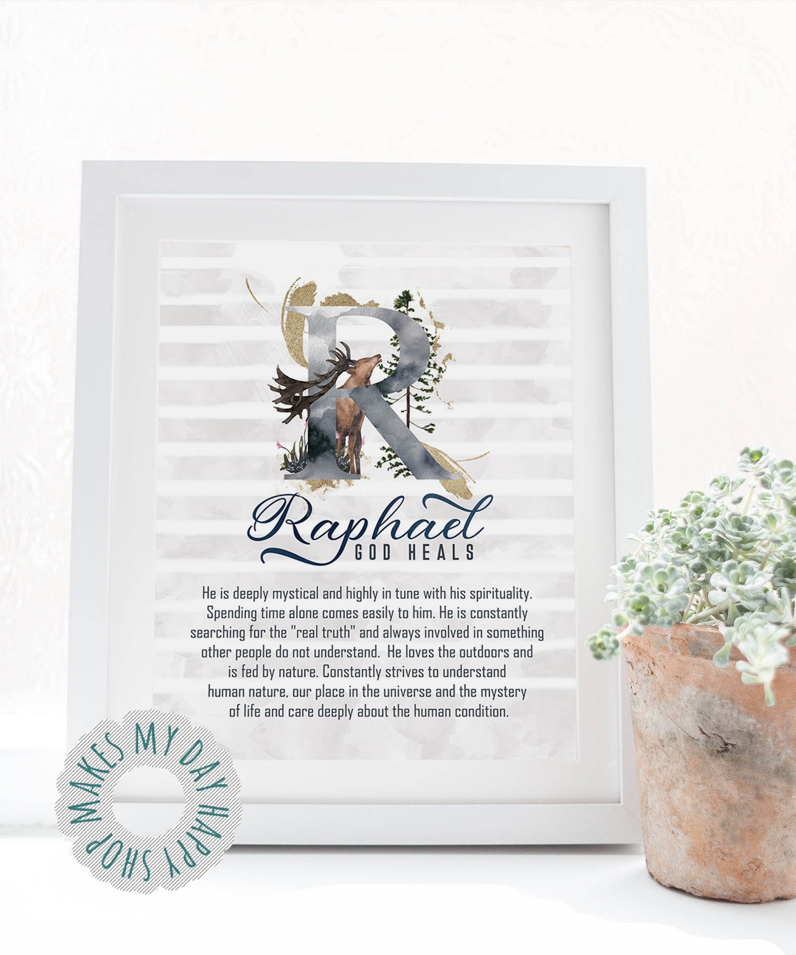 Raphael Custom Name Meaning,woodland Theme Personalized Art,meaning of ...