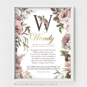 Wendy Name Meaning,proverbs 22:6,custom Floral Given Name,bohemian Wall ...