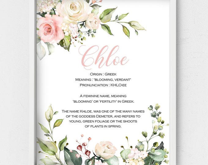 Personalized First Name Meaning Art Print-chloe Name Meaning-8x10 Art ...