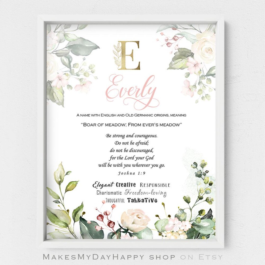 Everly Name Meaning,white Roses Decor,best Friend Gift,romantic Bridal ...