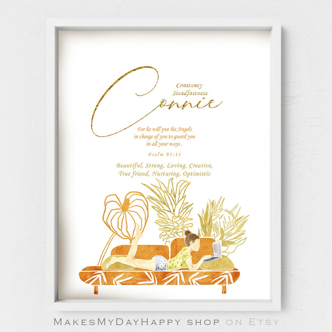 Connie Name Meaning,psalm 91,bible Meaning,first Name Sign Wall Decor ...