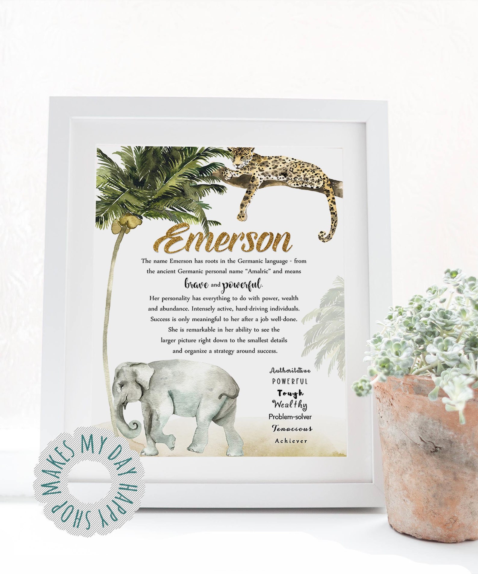 Emerson Name Meaningcustom Name Wall Artpersonalized - Etsy