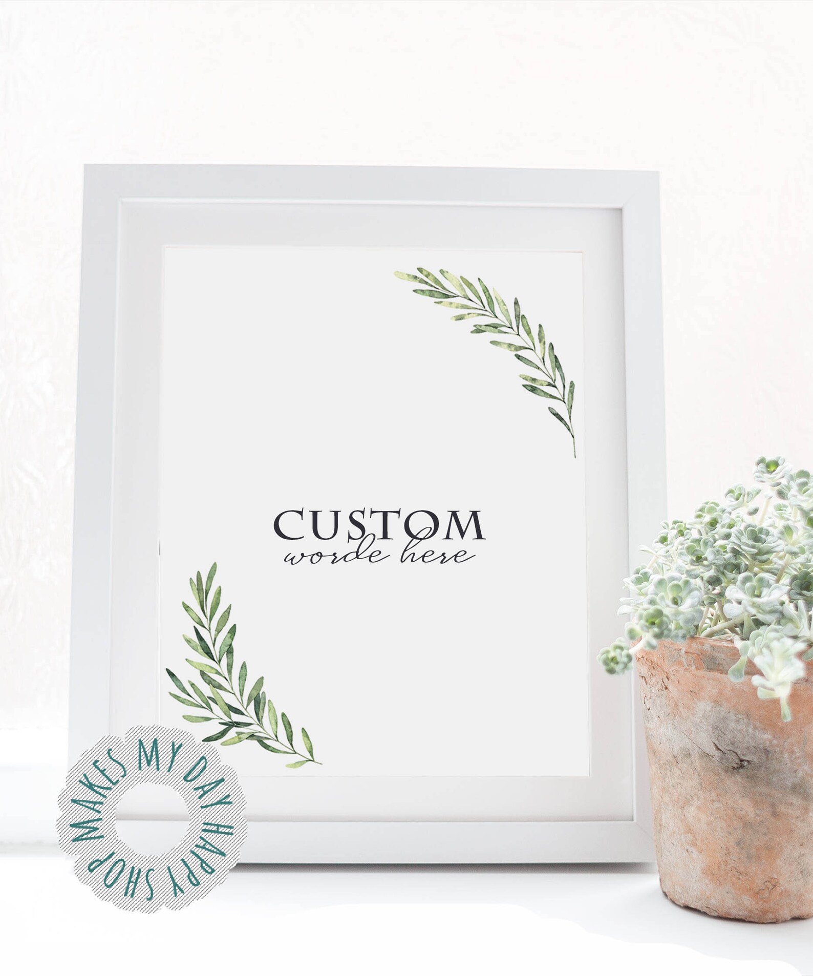 Green Floral Border Customizable Wall Artgreen Leaves - Etsy