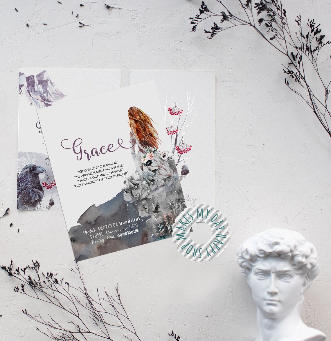 Meena Personalized Name meaningFloral name wall artCustom | Etsy