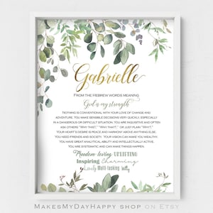 Myla Name Meaning,greenery Wall Art,custom Gift,name Description,first ...