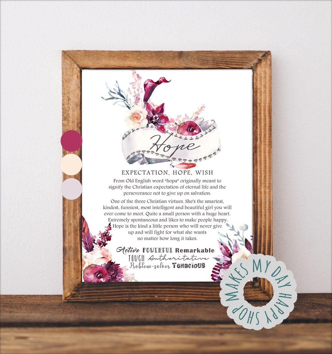 Personalized Name Meaning Decor,sign Name Wall Art,hope Name,custom ...