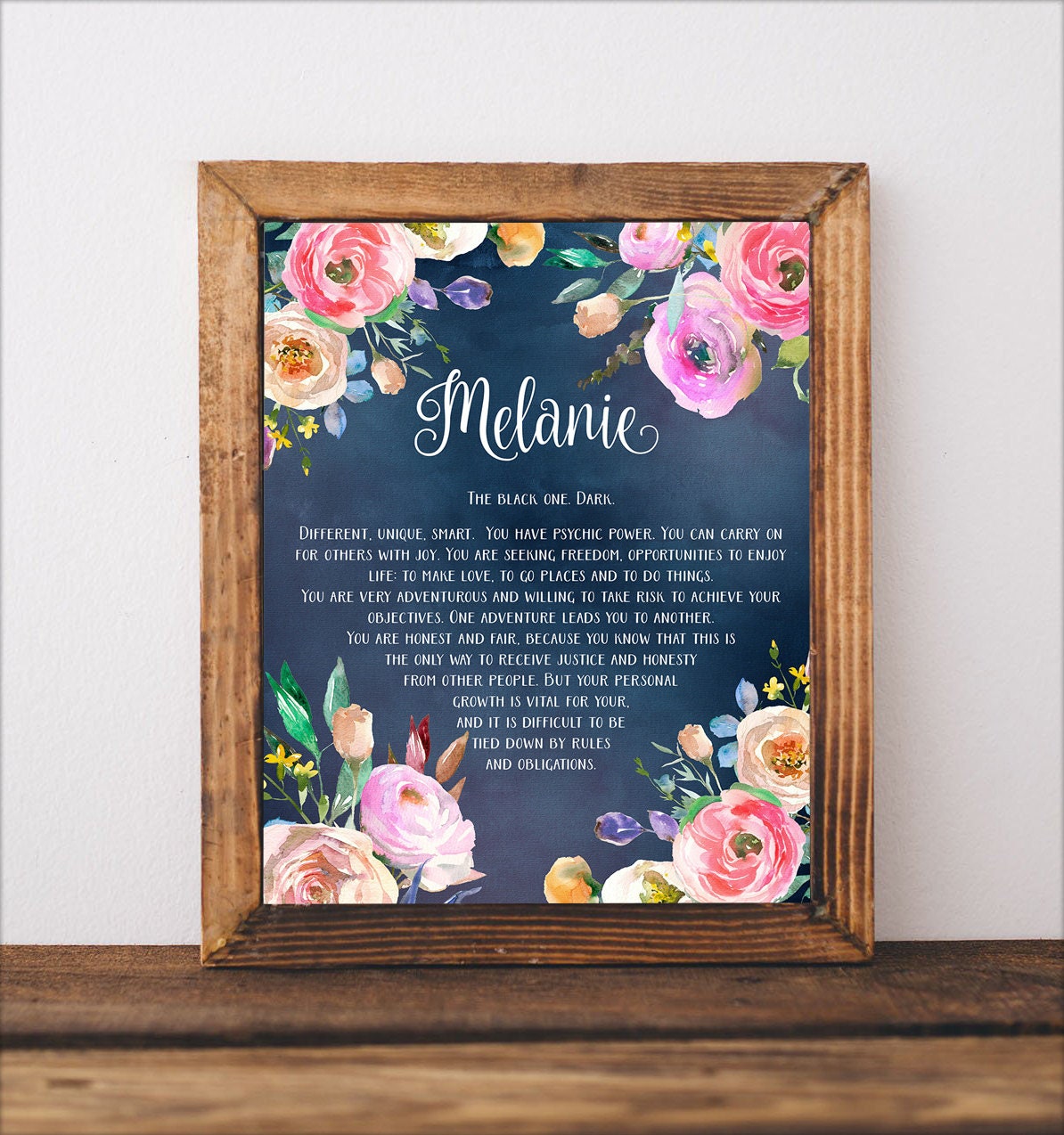 Custom Name Personalized Art Print With Meaning of Namebaby | Etsy