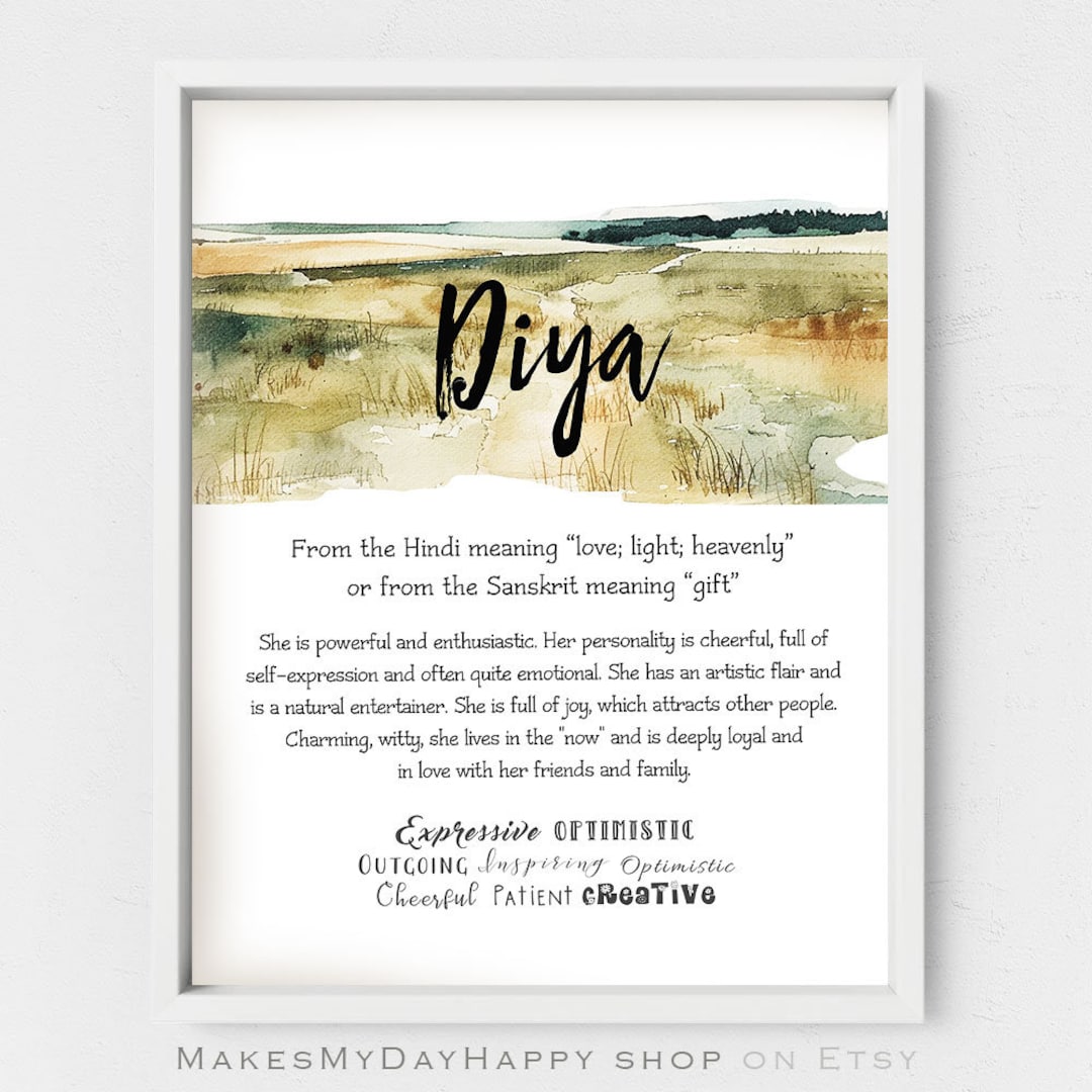 Diya Name Wall Art,custom Name Origin,hindi Names Meaning,southern ...