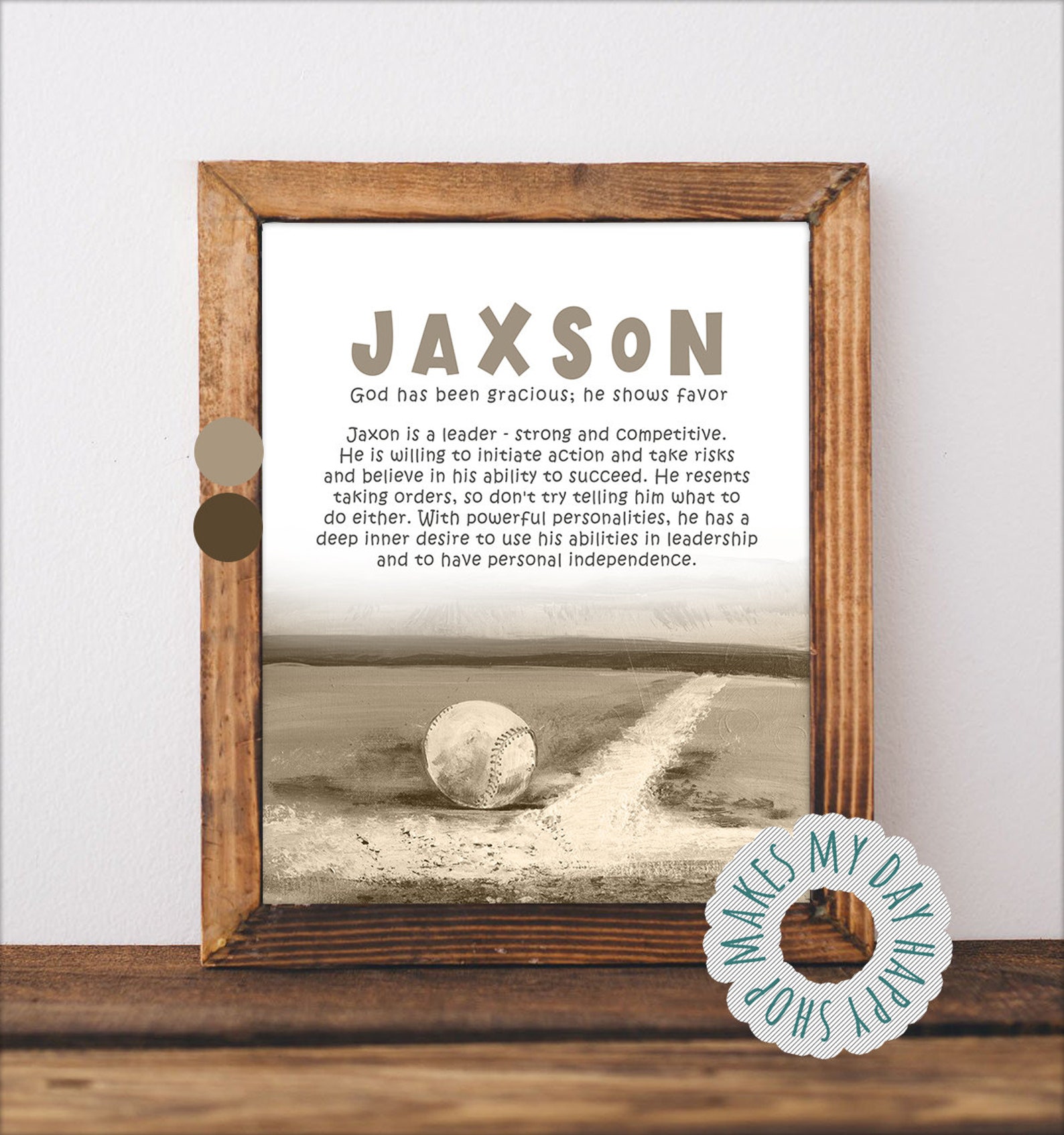Jaxson Personalized Name meaning wall artBaseball | Etsy
