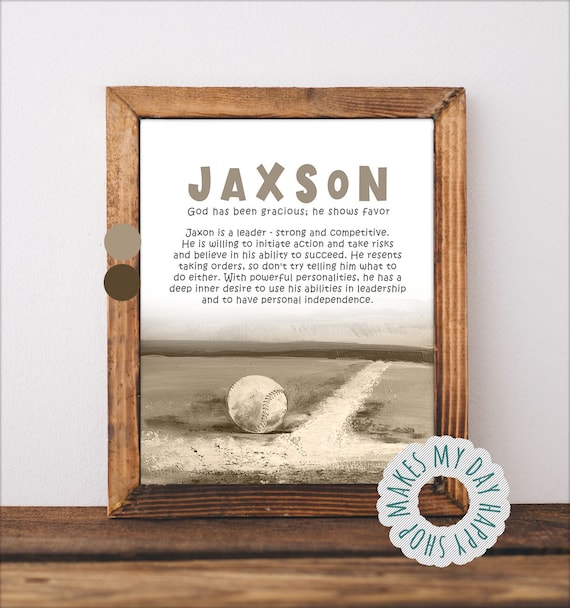 Jaxson Personalized Name meaning wall artBaseball | Etsy