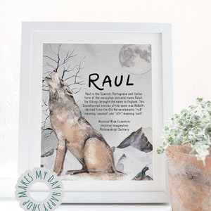 Raul Personalized Spanish Name Meaning,custom Printable Name Wall Art ...
